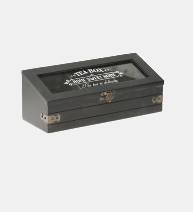 Wood Glass Tea Box 3-compartments